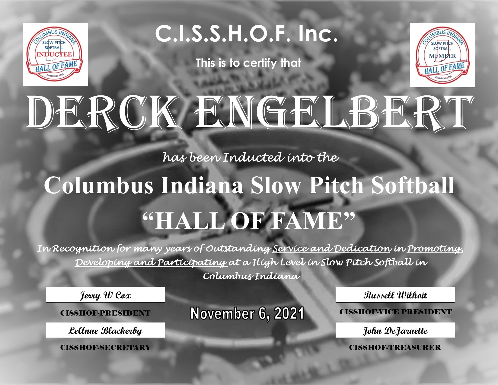 Derck Engelbert – Columbus Indiana Slow Pitch Softball Hall of Fame